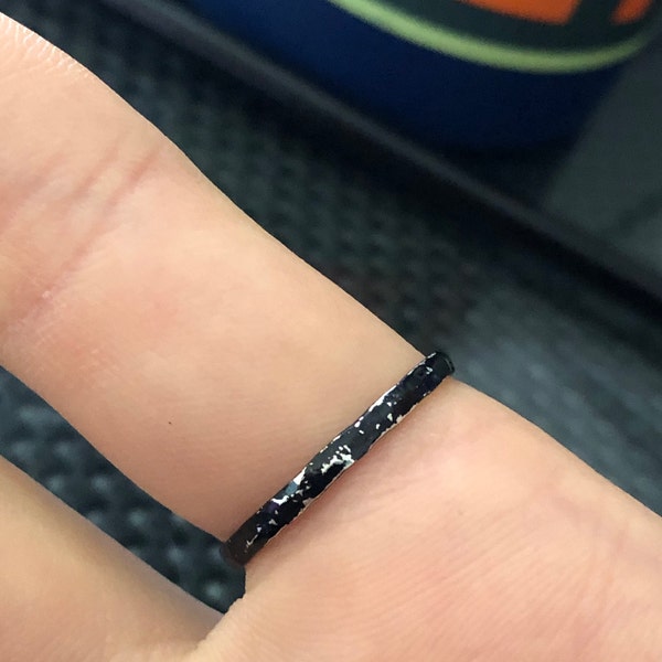 Super Thin Black Silver Stackable Ring(s), Black Ring, Stack Rings ...