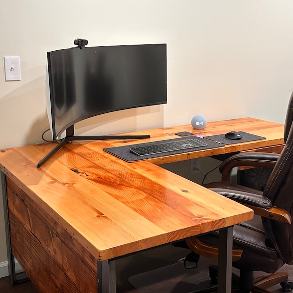 Two Piece L Shaped Desk With Modesty Panel (side 1). Desk With Privacy ...