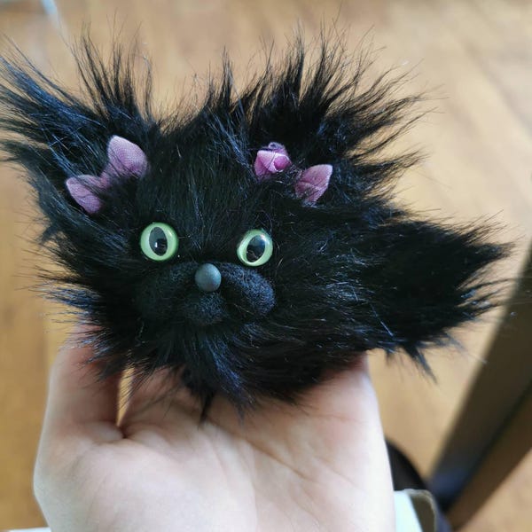 Floof the Fluffy Black Cat MADE TO ORDER - Etsy
