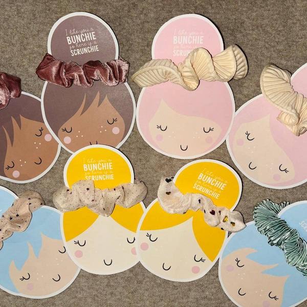 Scrunchie Tag - Printable Girls Hair Tie Holder - I Like You A BUNCHIE ...