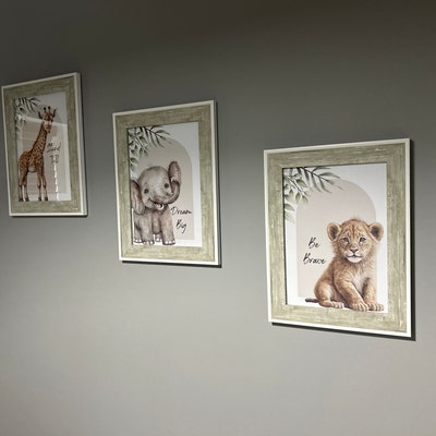 Safari Elephant Giraffe Zebra Boys Girls A4 or A3 Nursery Set of ...