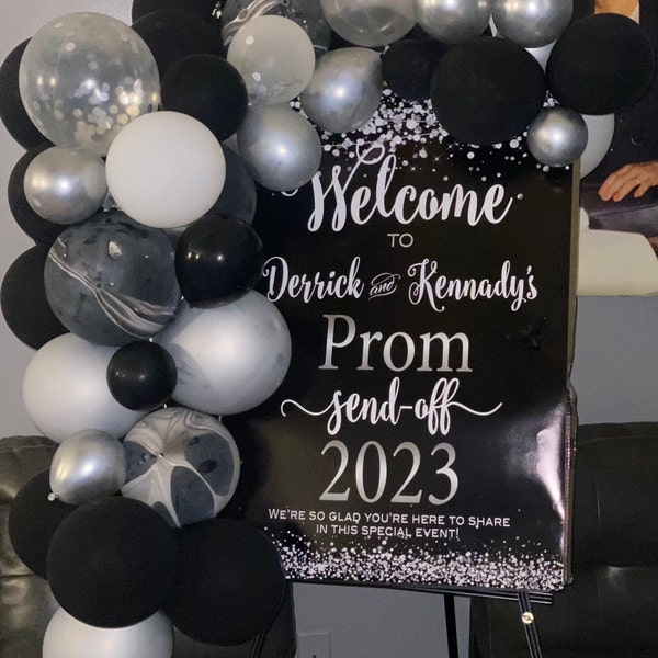 Prom Send-off Party Personalized Welcome Sign Printable | Silver ...