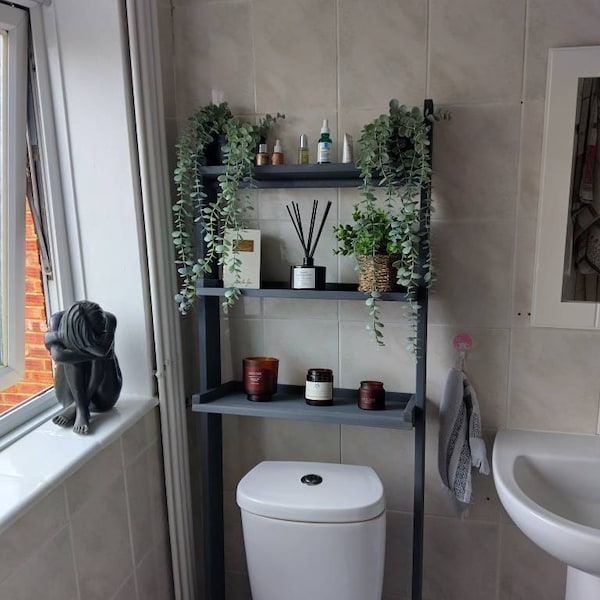 Over the Toilet Ladder Shelf, Above Toilet Back Leaning Shelves, Space ...