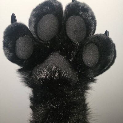 Green Blacj Fur Paws With Claws Fursuit Hand Paws Cat Paws Furry ...