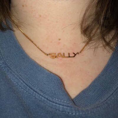 Sally Name Necklace Gold Name Necklace Vintage Name Necklace - Etsy