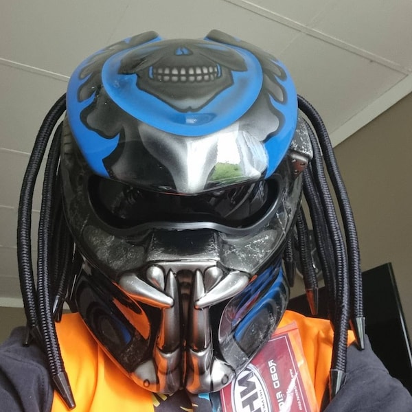 New Custom Predator Motorcycle Helmet Green Fire (DOT and ECE Approved ...
