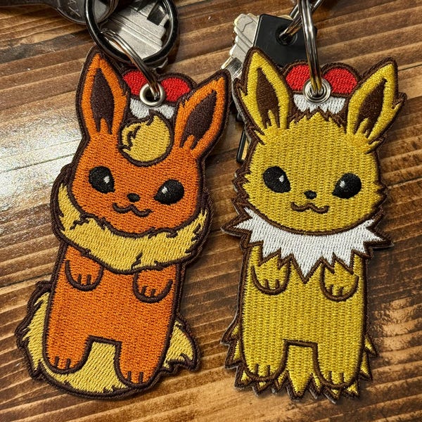 Cute Cat Embroidered Tag Keychain Kawaii Neko Jet Tags tamago, Sakura ...