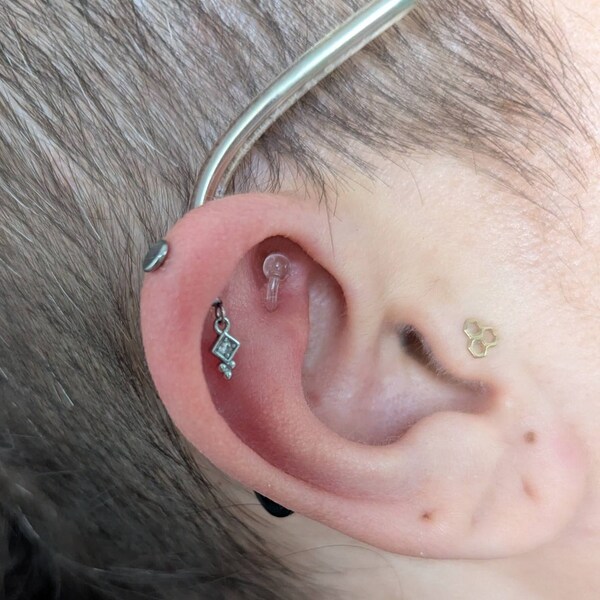 Dainty F136 Titanium 16G Lena Screw Flat Back Vertical Helix Piercing ...