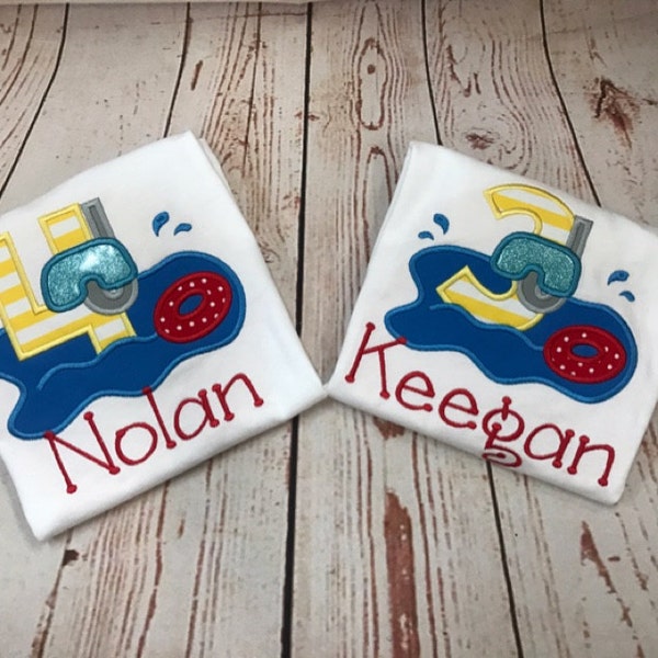 Swim Pool Party Numbers Birthday Set Applique Digital Machine ...