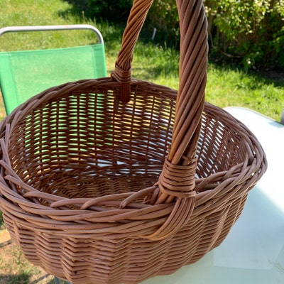 Wicker Basket With Handle Grand - Etsy