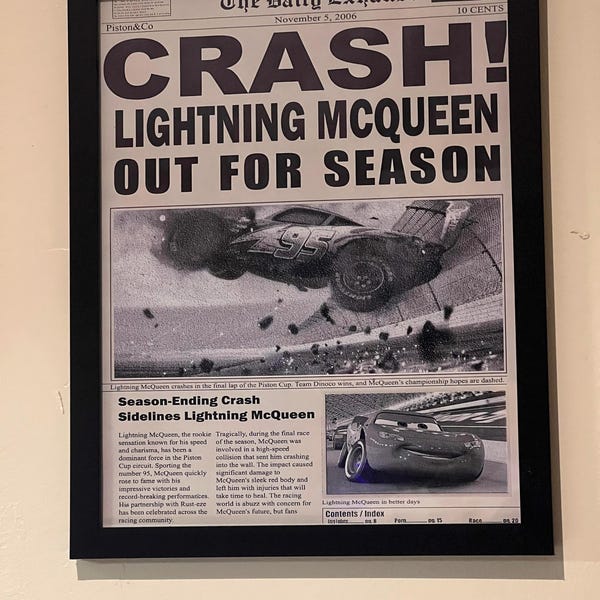 Crash Hudson Hornet Out for Season - Vintage Car Newspaper Print,retro ...