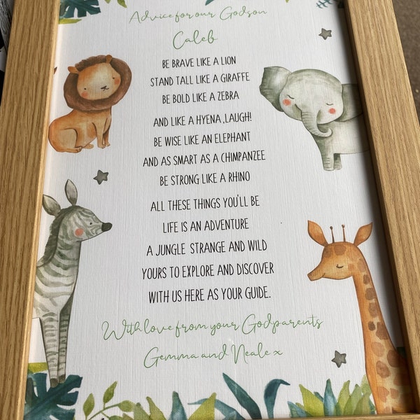 Personalised Godson Poem Promise Print Baptism Christening Day ...