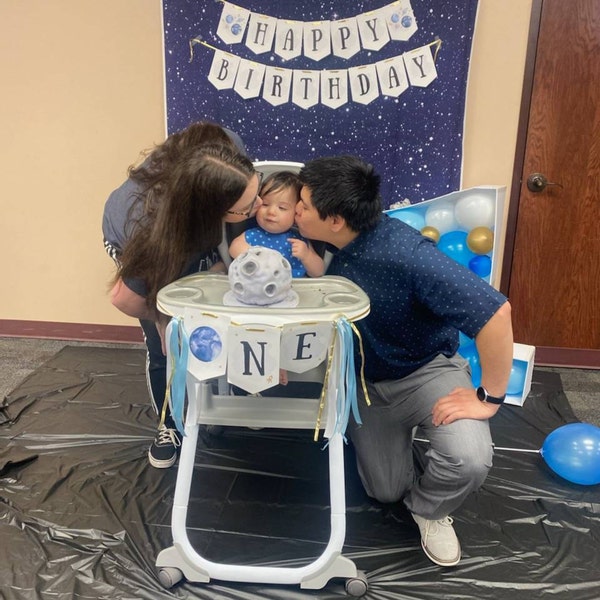 Happy Birthday Banner Outer Space Planets Banner Boy Galaxy First ...