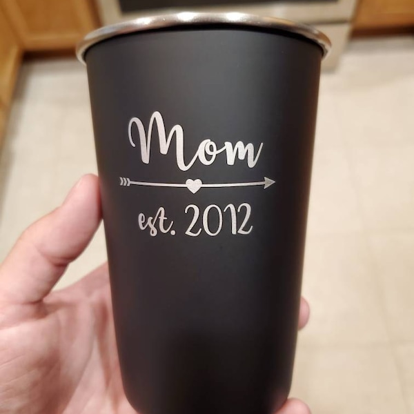 Personalized Black Stainless Steel Pint Glass Cup - Custom Pint Glass ...