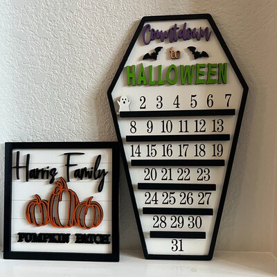 Countdown to Halloween Calendar With Moveable Ghost, Halloween Ghost ...