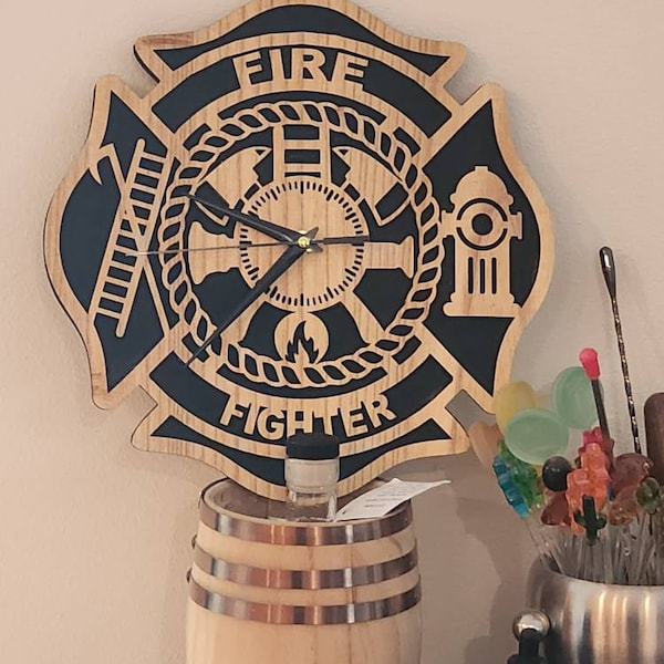 Firefighter Clock,firefighter Svg,clock Laser Cut,fire Fighter Gift ...