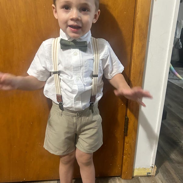 Olive Suspenders & Moss Green Bow Tie – All Sizes Baby to Adult, Ring ...