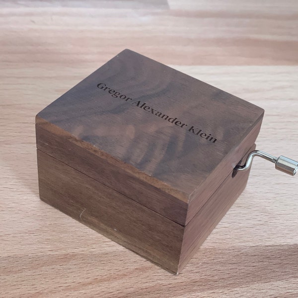 Personalized Music Box Small Vintage Wooden Music Box Walnut Natural ...