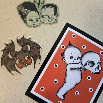 Vintage Kewpie Bat Sticker, Halloween Kewpie, Bat Sticker, Kewpie Doll ...
