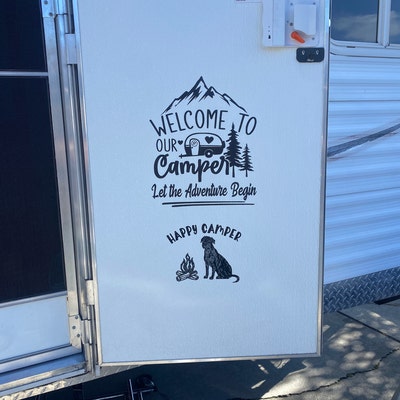 Happy Camper Dog Decal, Dog Camping Decal, Camper Dog Decal, Dog ...