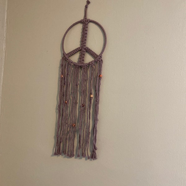 Macrame Peace Sign, Hippie Decor, Boho Home Decor, Peace Sign Decor ...