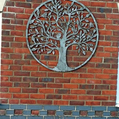 Extra Large Garden Metal Silver Grey Tree of Life Wall Art Indoor ...