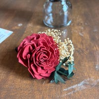 Dark Green and Gold Boutonniere, Emerald Dahlia Buttonhole, Groom and ...