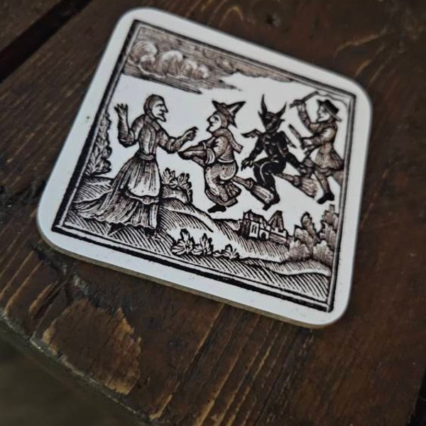 Woodcut Witches Coasters - Set of 4 - Etsy