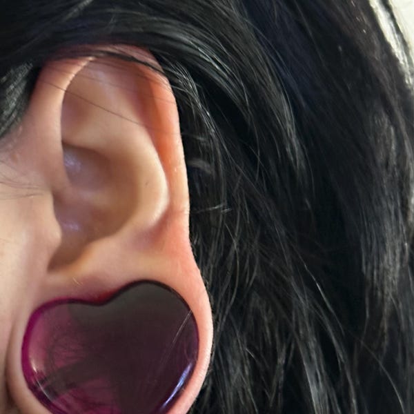 Up to 2" Raspberry Love Heart Shaped Ear Plugs Gauges Hearts Berry Pink ...