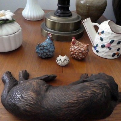 Chicken Ceramic Miniature Blue Chicken Terrarium Figurine Pottery ...