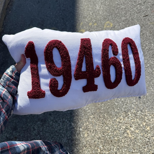 Custom Zip Code Pillow, Embroidered Area Number Pillow, Personalized ...