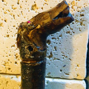 Ceremonial Wand or Scepter With Glass Head and Leather Wrapped Handle ...