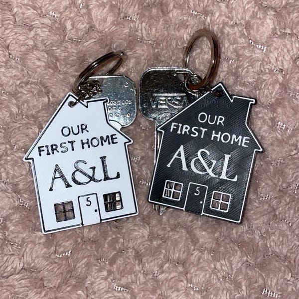 First Home Keyring With Initials, Date and Home Number | First Keys ...