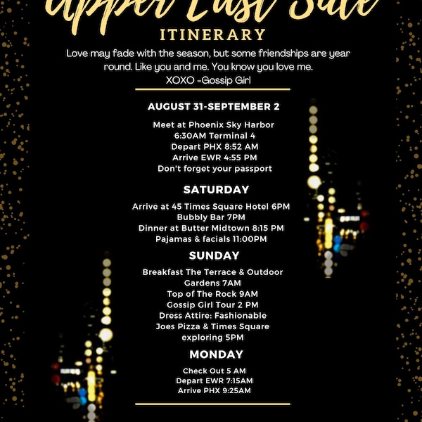 Gossip Girl Themed Party Invitation & Drink Menu | Customizable Digital ...