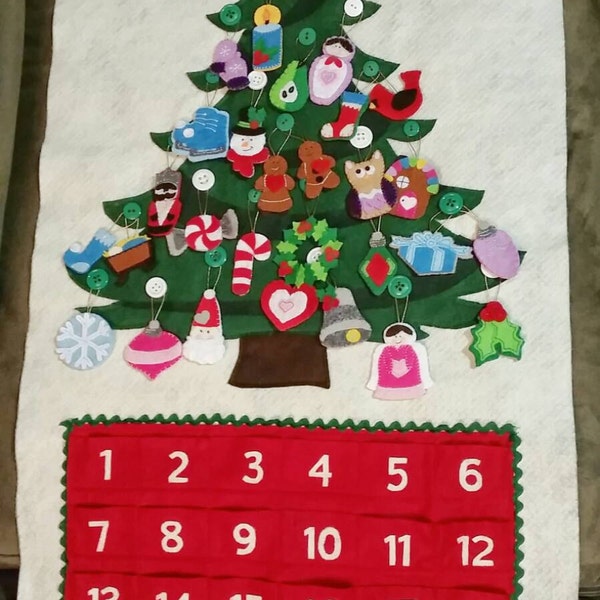 Christmas Tree Advent Calendar Pattern: 29 Felt Ornaments (digital ...