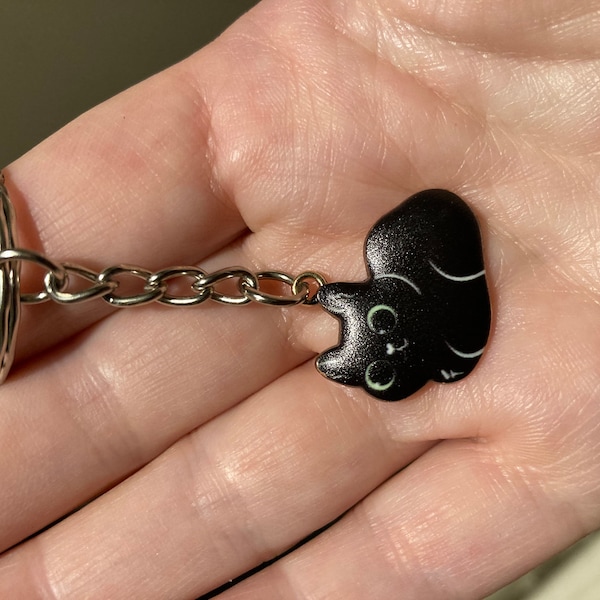 Mini Black Cat and Flowers Metal & Enamel Novelty Key Ring - Etsy
