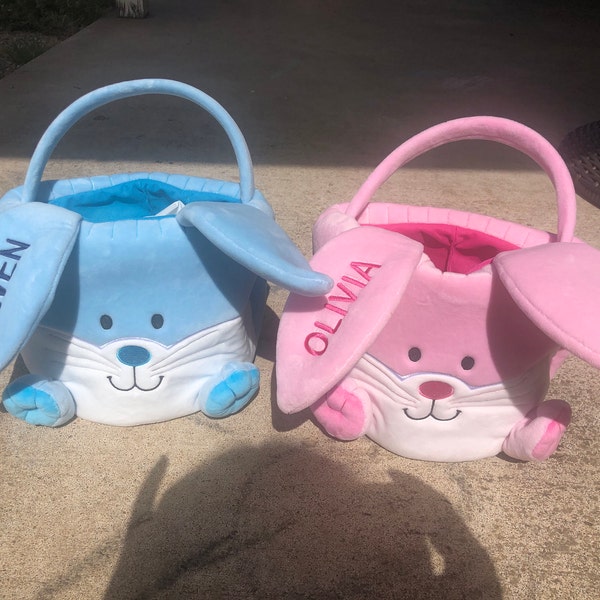 Embroidered Personalized Easter Bunny Basket, Personalized Easter ...