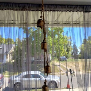 Yuletide Bells Set of 3 Large Rustic Gold Bells With Rope Standing ...