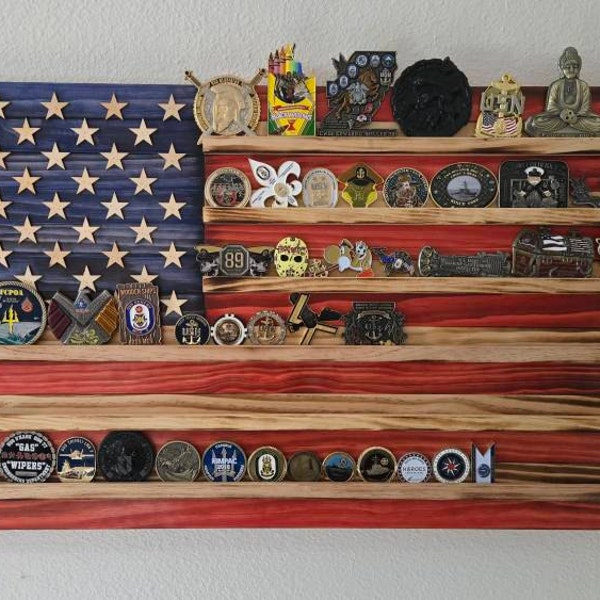 Rustic American Flag Gun Rack. Compound Bow Rack With Military Logo ...
