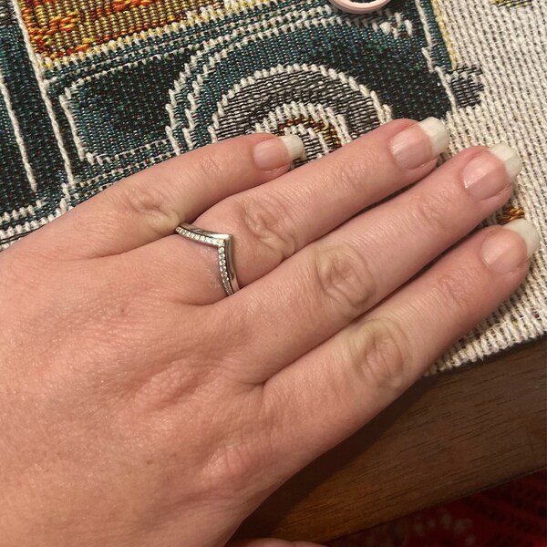 V Ring Set, Stacking Ring, Chevron Ring, Minimalist Ring, Wedding Band ...