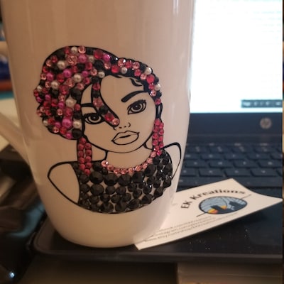Mug, Bling Mug, Cup, Rhinestone Mug, Glass Rhinestones, Ceramic Mug ...