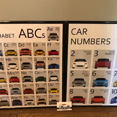 Car Nursery 123 Number Car Poster Print Wall Art for Babies and Kids ...