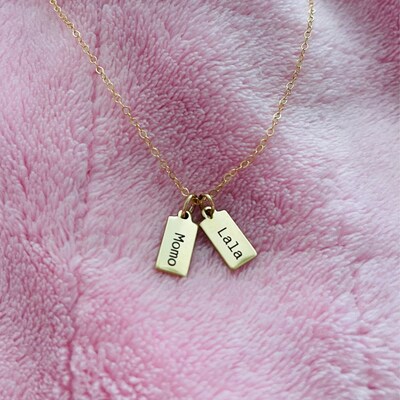 Personalized Mini Tag Necklace 14K Gold Filled Tag Necklace Custom Name ...