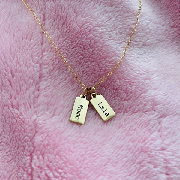 Personalized Mini Tag Necklace • 14K Gold Filled Tag Necklace • Custom ...