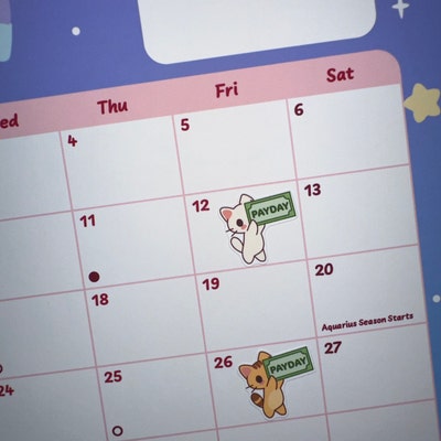 Kawaii Cat Workout Planner Stickers, Workout Reminders, Cute Planner ...