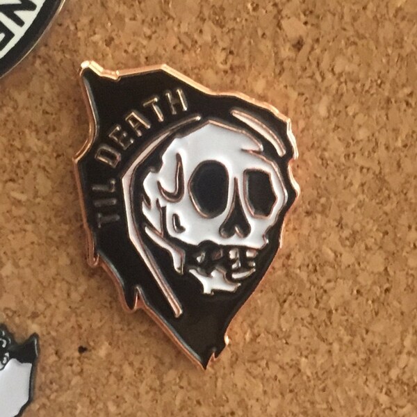 Til Death Lapel Pin // Die Struck Iron Enamel Pin With a Copper Metal ...