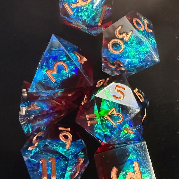 Blue Lightning DND D20 Dice, Resin Sharp Edge Dice Set, D&D Dice Set ...