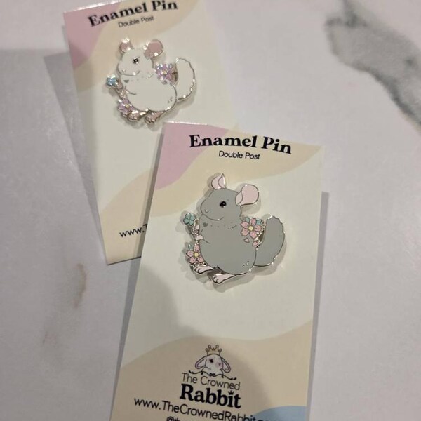 White Chinchilla Pin, Enamel Pin, Chinchilla, Chinchilla Enamel Pin ...