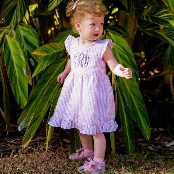 Monogram Seersucker Dress, Seersucker Dress, Monogrammed Seersucker ...