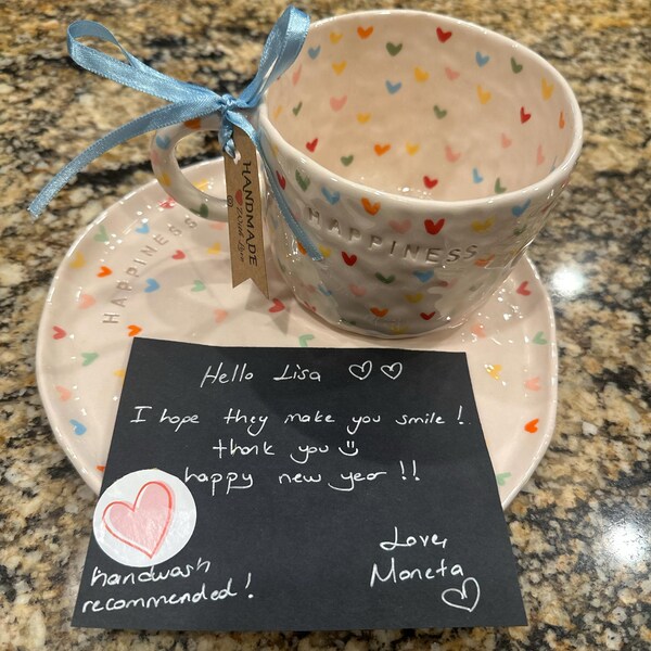 Happiness Colorful Handmade Ceramic Bowl, Whimsical Pottery Handbuild ...